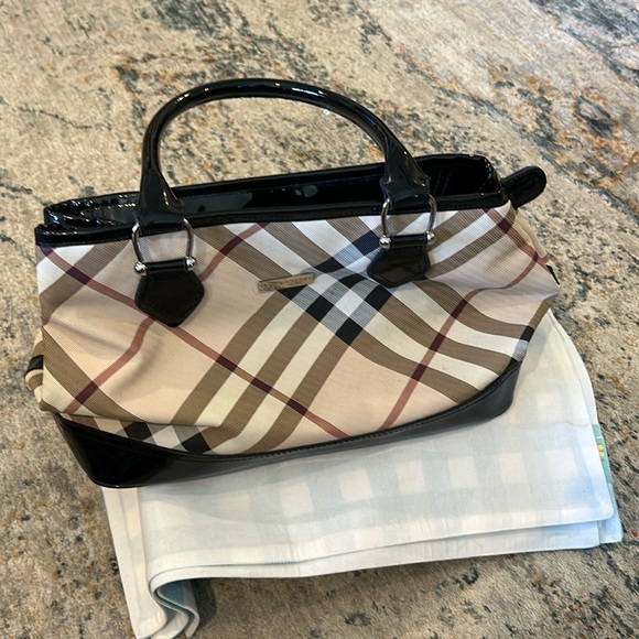 Burberry | Bags | Burberry Boston Bagin Nova Checked Canvas With Black ...
